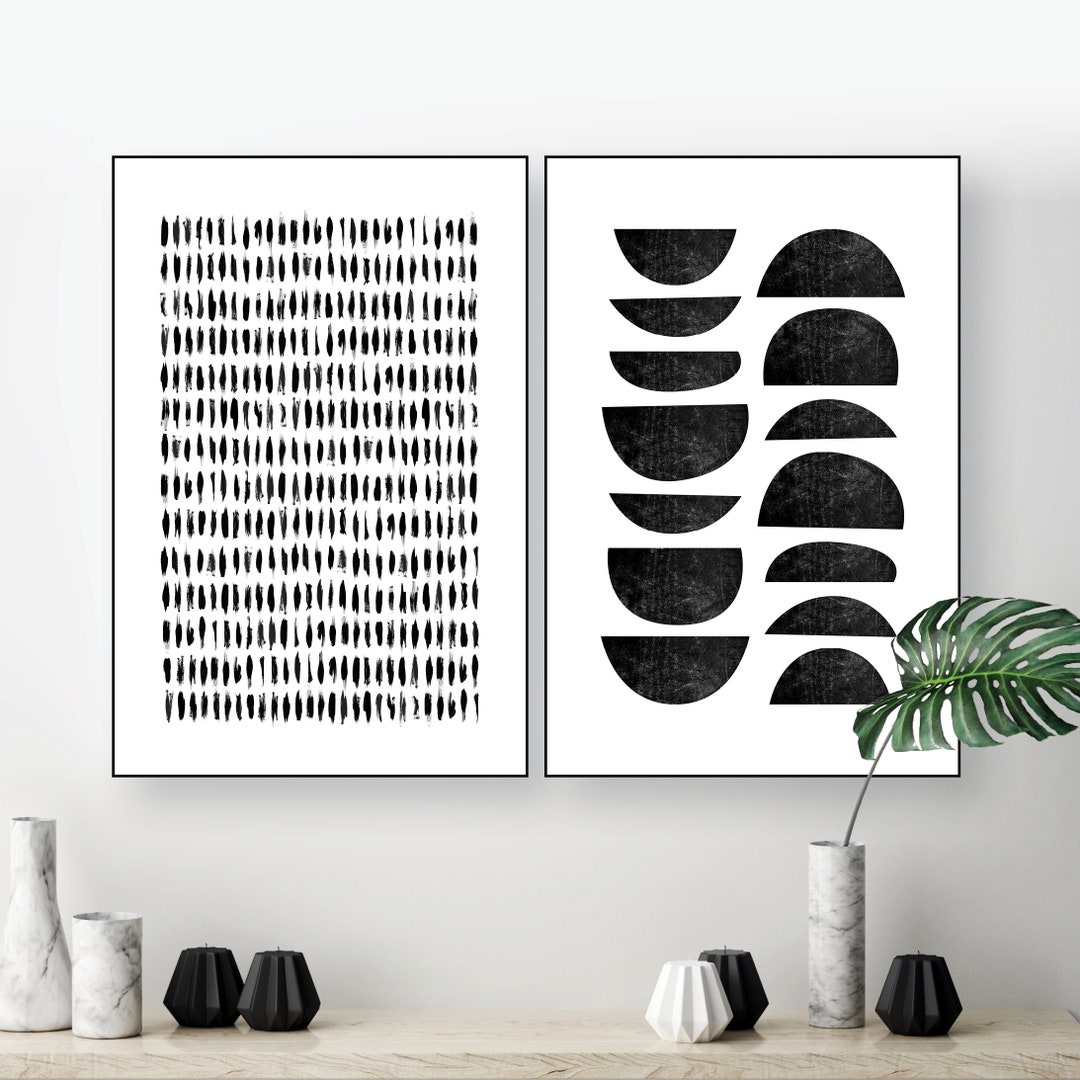 Printable Set of 2 Minimalist Posters Black and White Downloadable ...