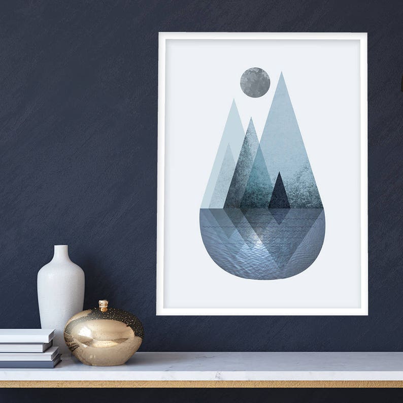 Downloadable Scandinavian Modern Mountain Reflection Print Minimalist ...