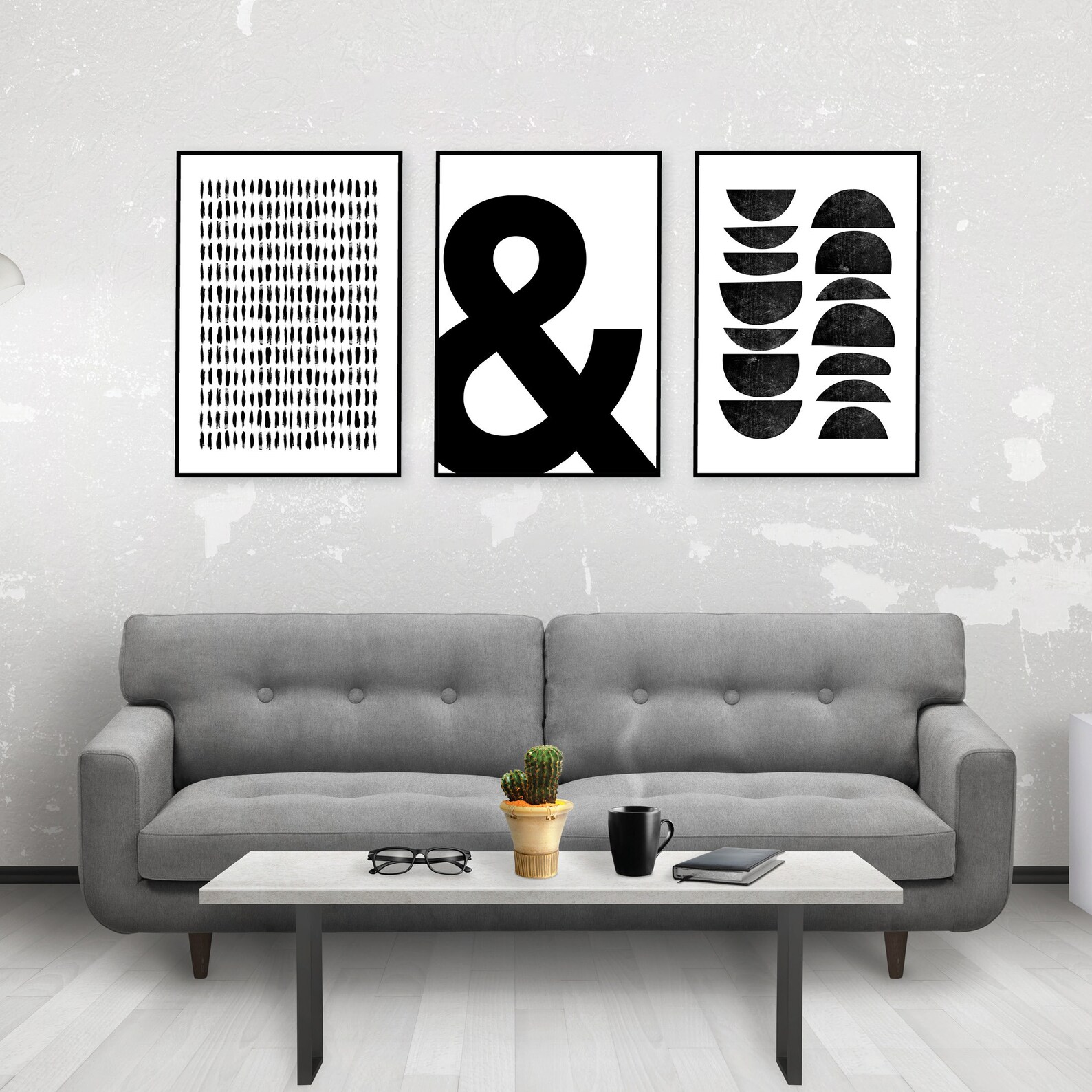 Scandi Minimalist Set of 3 Printable Posters Black and White ...