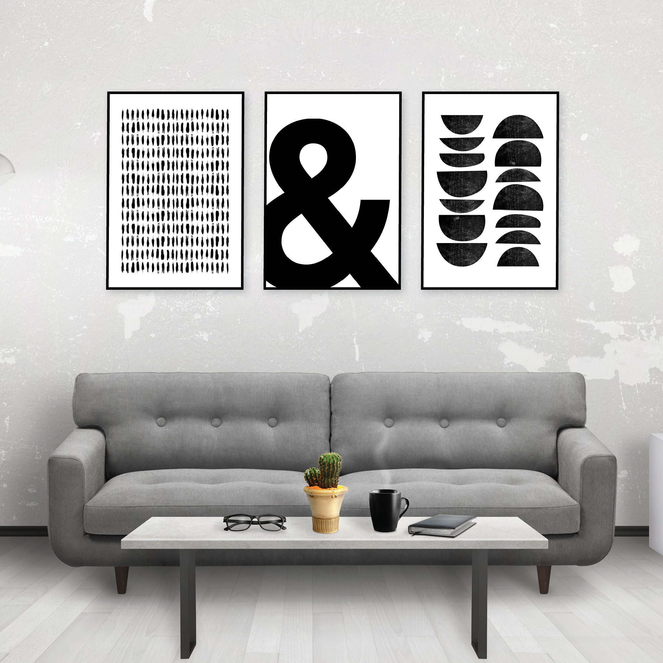 Scandi Minimalist Set of 3 Printable Posters Black and White ...