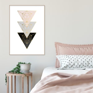 Blush Pink Grey Black Gold Minimalist Printable Poster Sacred Geometry ...