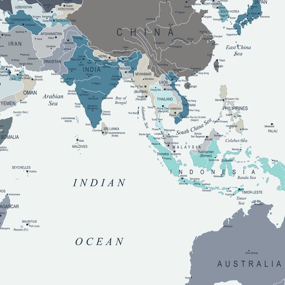 Prints Digital Prints Art & Collectibles Earth Tones World Map ...