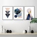 Set of 3 Printable Blush Pink Navy Blue Gold Posters Living - Etsy