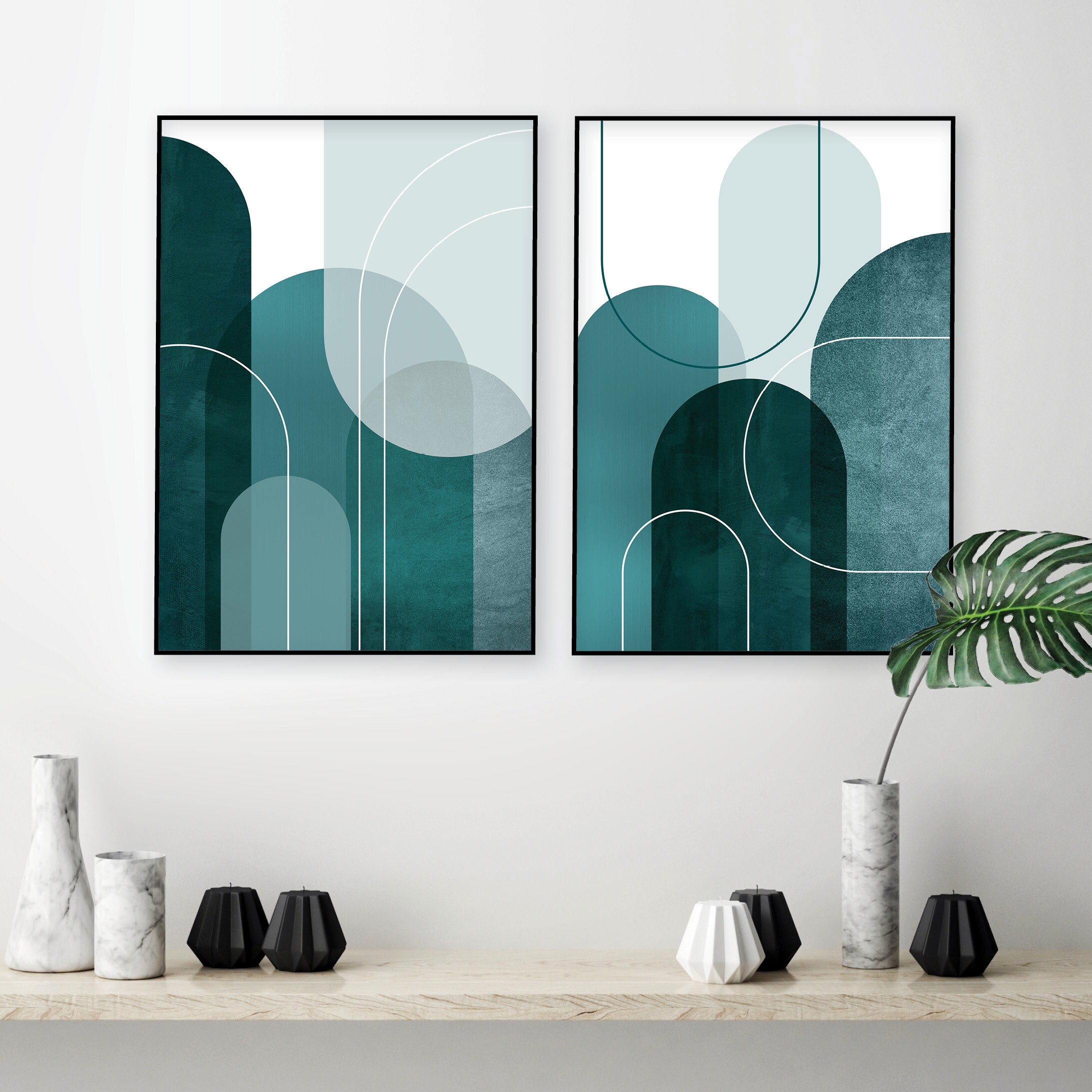 Printable Mid Century Modern Arches Set of 2 in Teal and - Etsy Australia