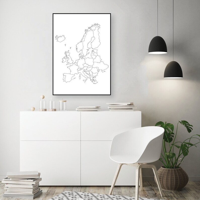 Map of Europe Digital Download Large Minimalist European Map - Etsy
