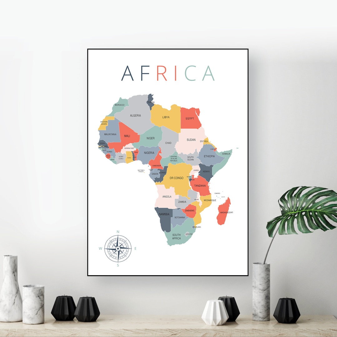 Downloadable Print of Africa Map, Printable Wall Map Africa, Large ...