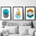 Set of 3 Brightly Colored Geometric Modern Printable Posters Digital ...
