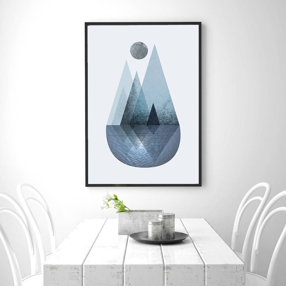 Downloadable Scandinavian Modern Mountain Reflection Print Minimalist ...