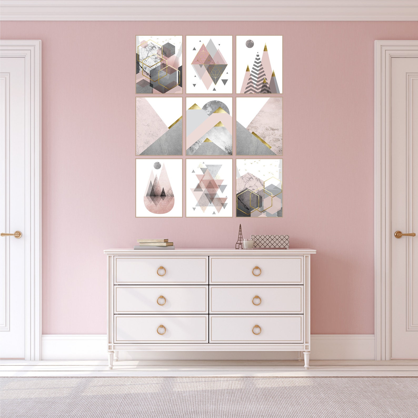 Printable gallery wall set of 9 Set of 9 prints abstract | Etsy