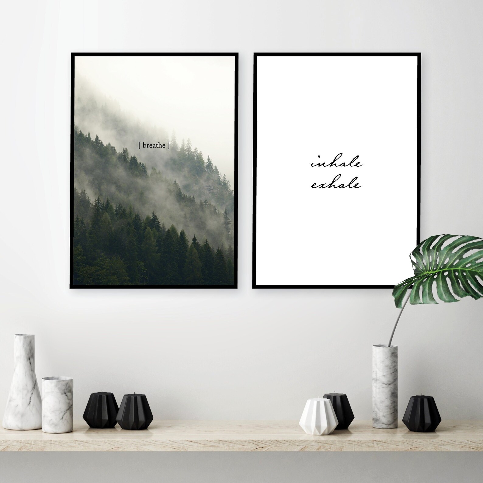 Set of 2 Printable Scandinavian Nordic Mountain Mist Inhale Exhale ...