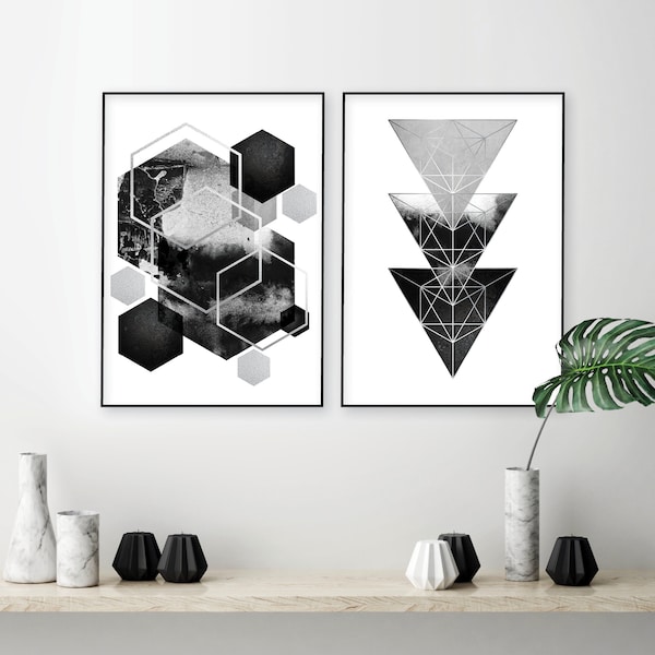 Black and White Geometric Prints - Etsy