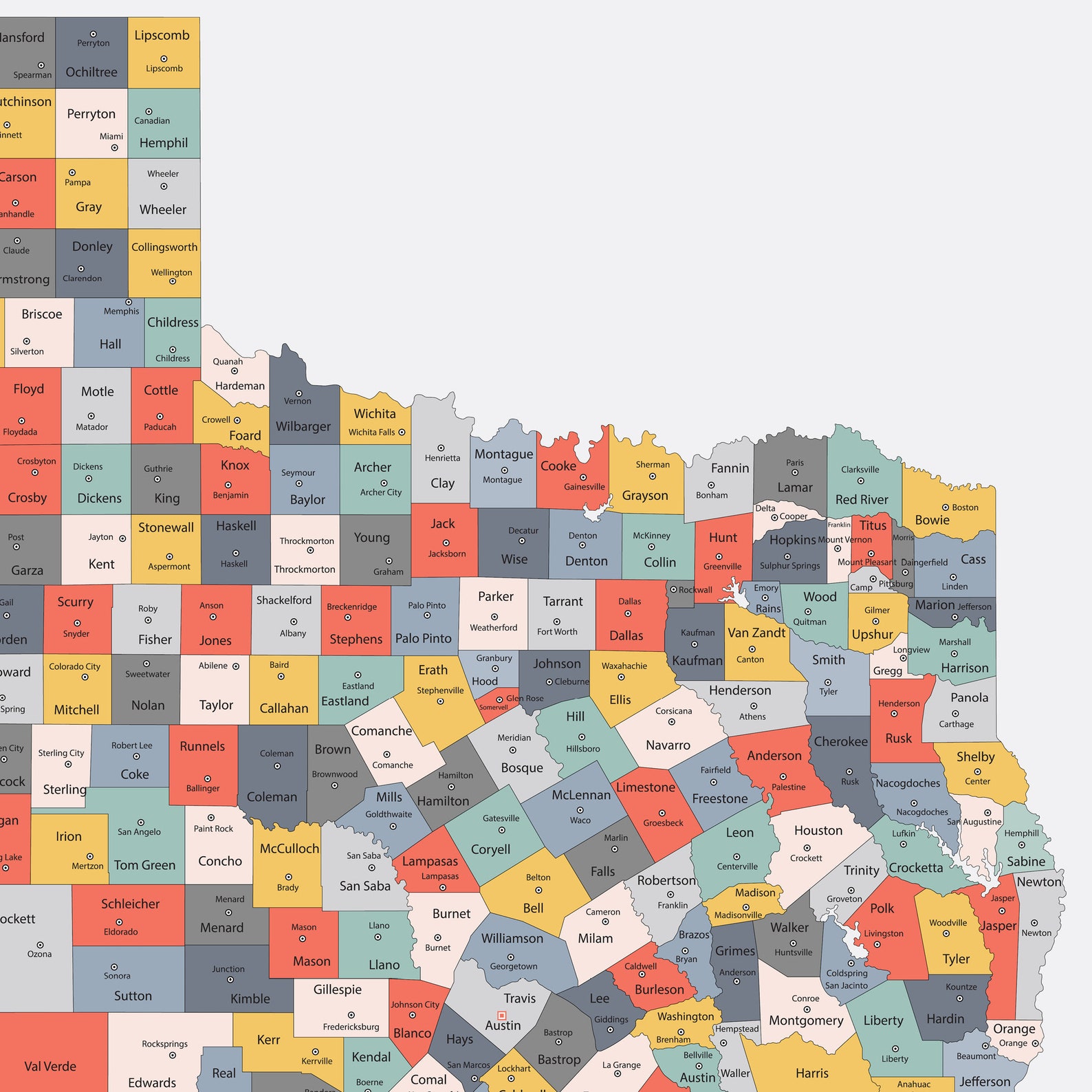 Printable Texas State Map Downloadable Texas Wall Map With - Etsy Australia