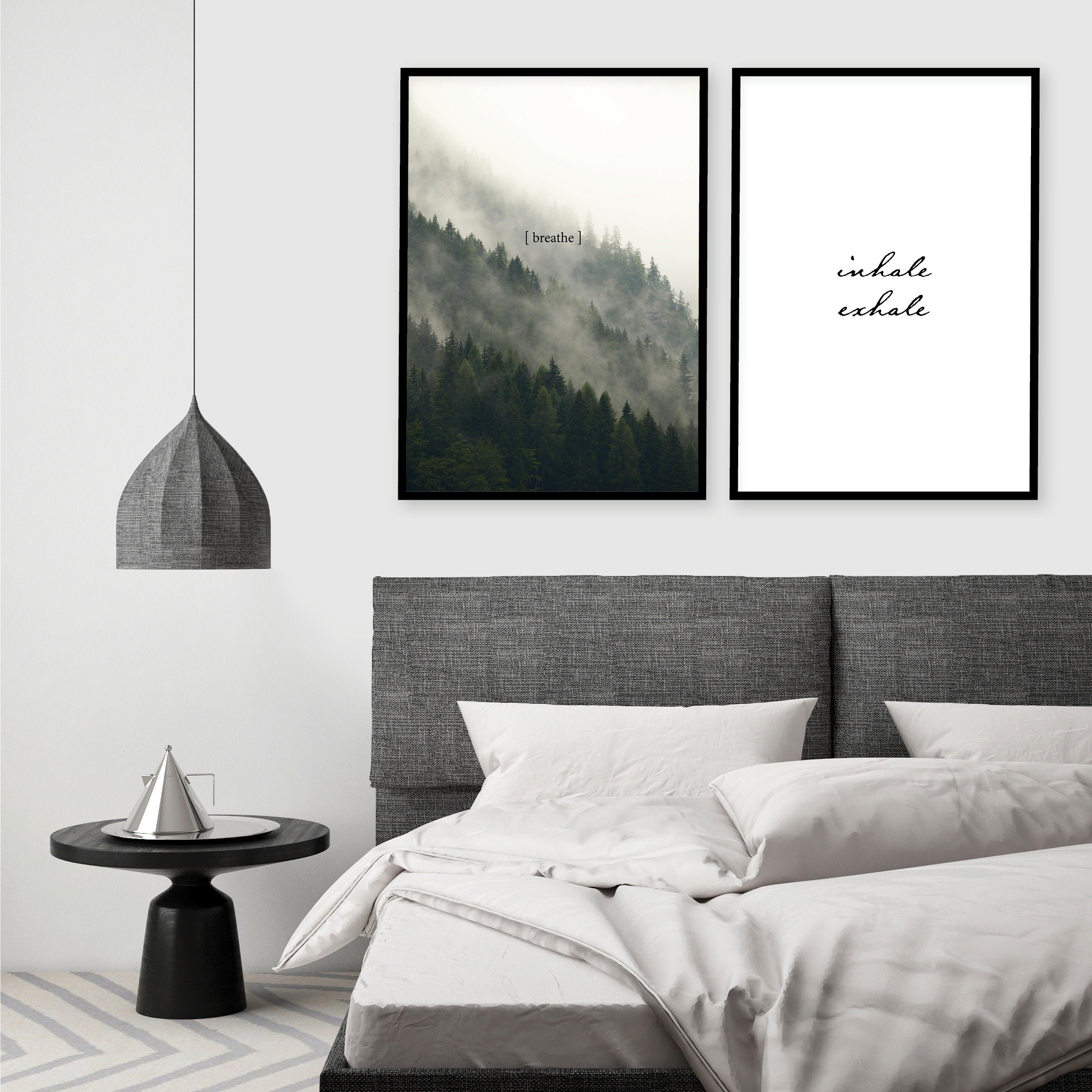 Set of 2 Printable Scandinavian Nordic Mountain Mist Inhale Exhale ...