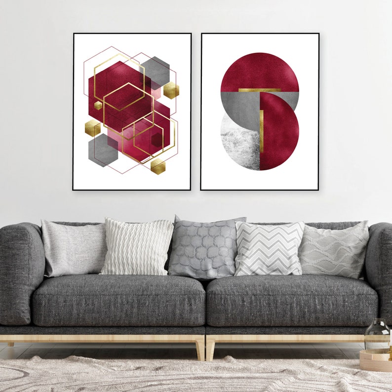 Downloadable Print Geometric Set of 2 Matching Prints - Etsy