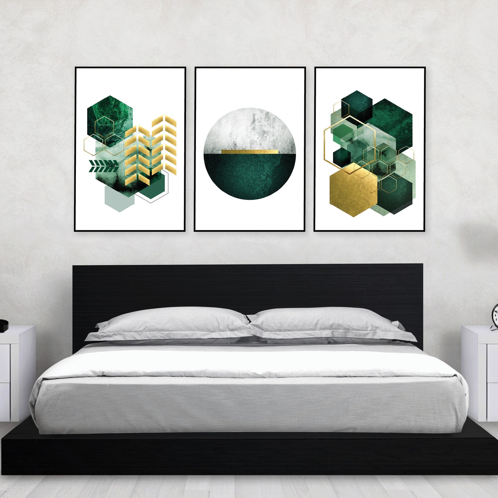 Emerald Green Geometric Downloadable Art, Green Gold Downloadable Print ...