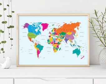 A3 World Map Printable - Etsy