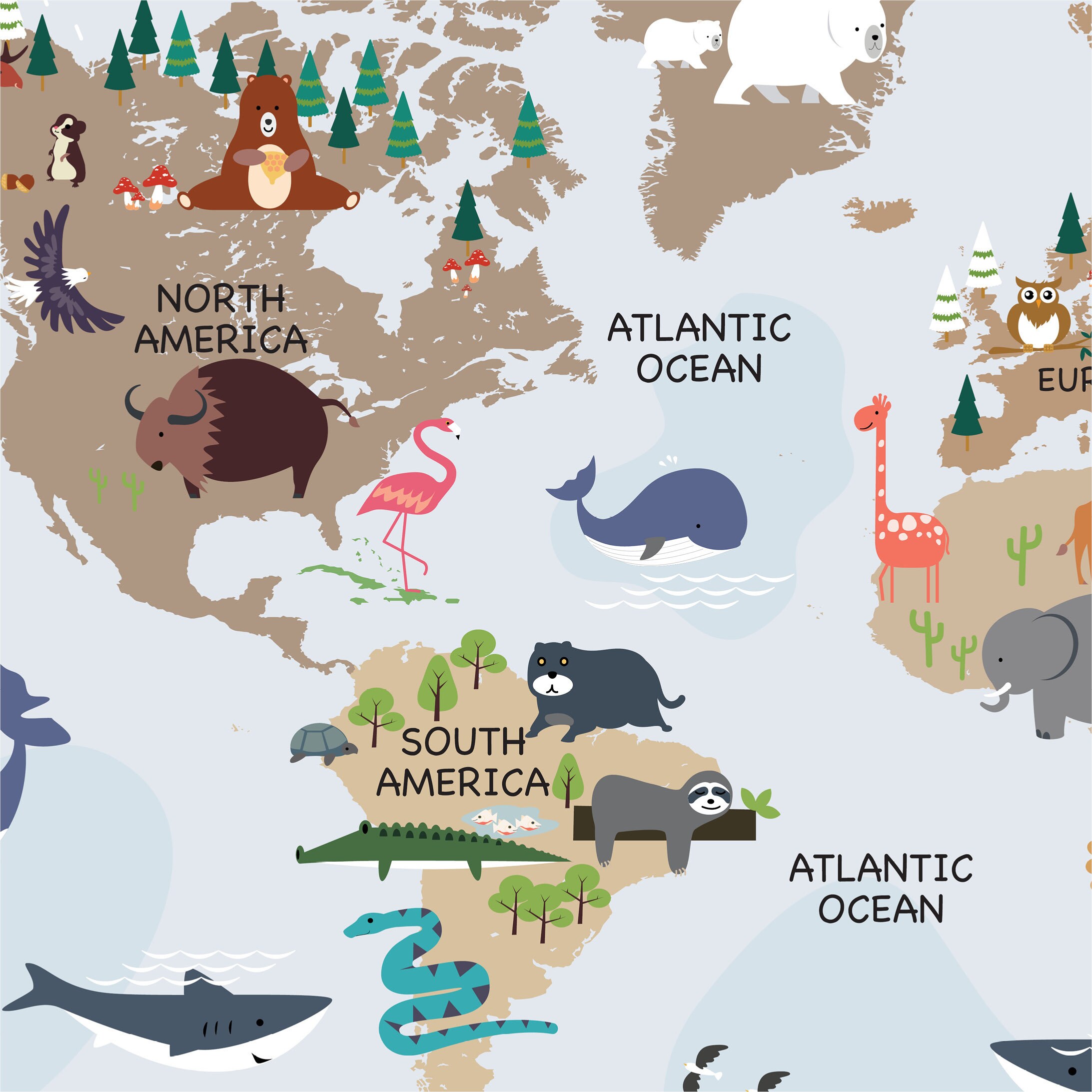 Printable Animal World Map Nursery Poster (digital Download) - Etsy