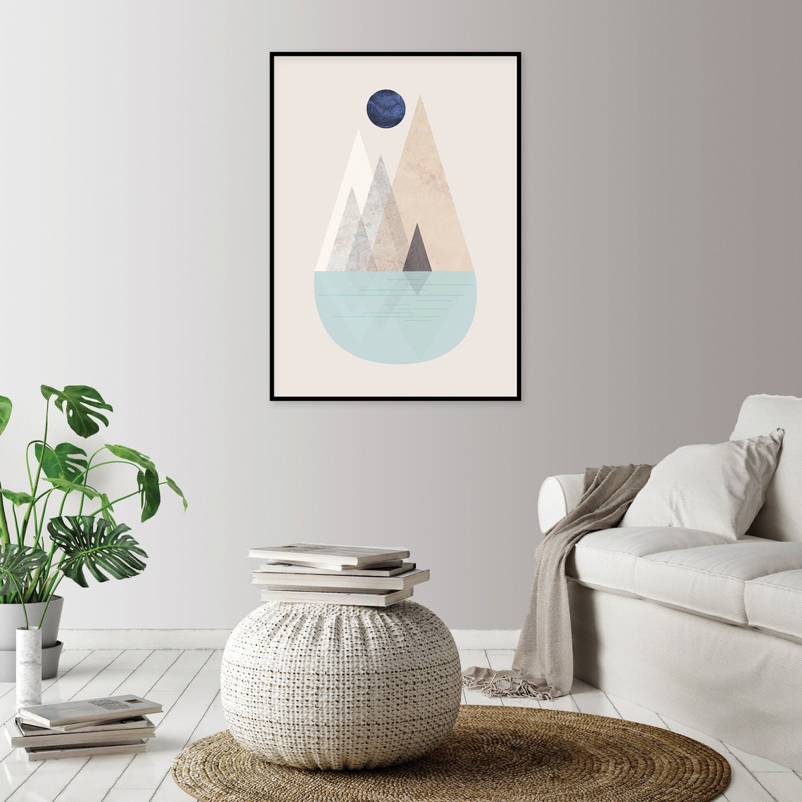 Nordic Mountain Scene printable art Digital download | Etsy