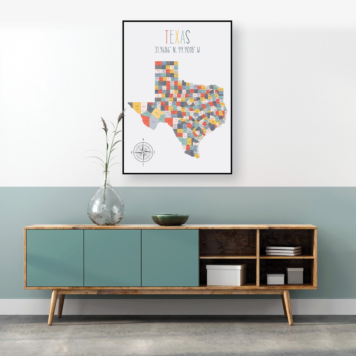 Printable Texas State Map Downloadable Texas Wall Map With - Etsy Australia