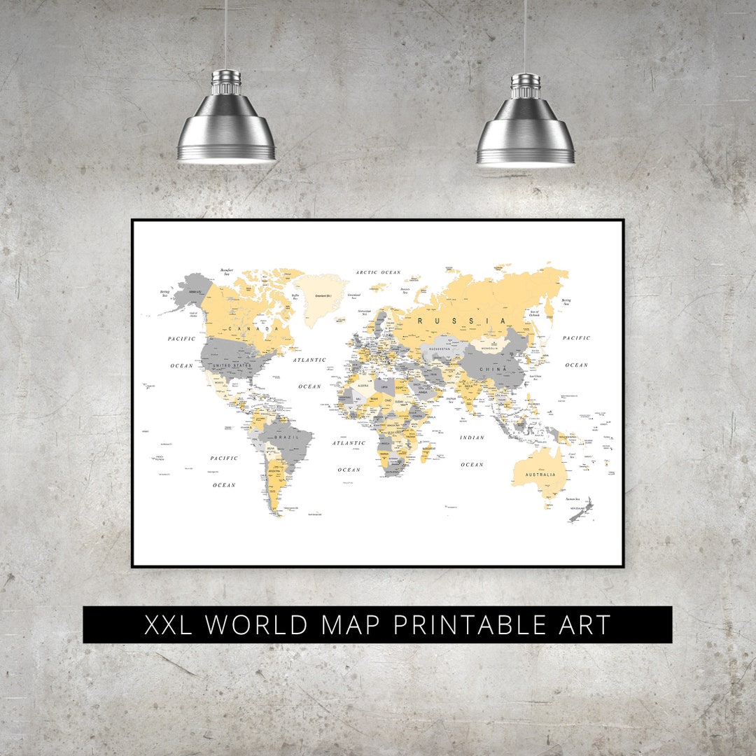 EXTRA LARGE Printable World Map Poster XL Printable Map of - Etsy