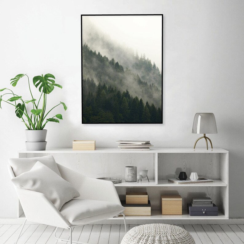 Downloadable Misty Forest Print Scandinavian Modern Photography Poster ...