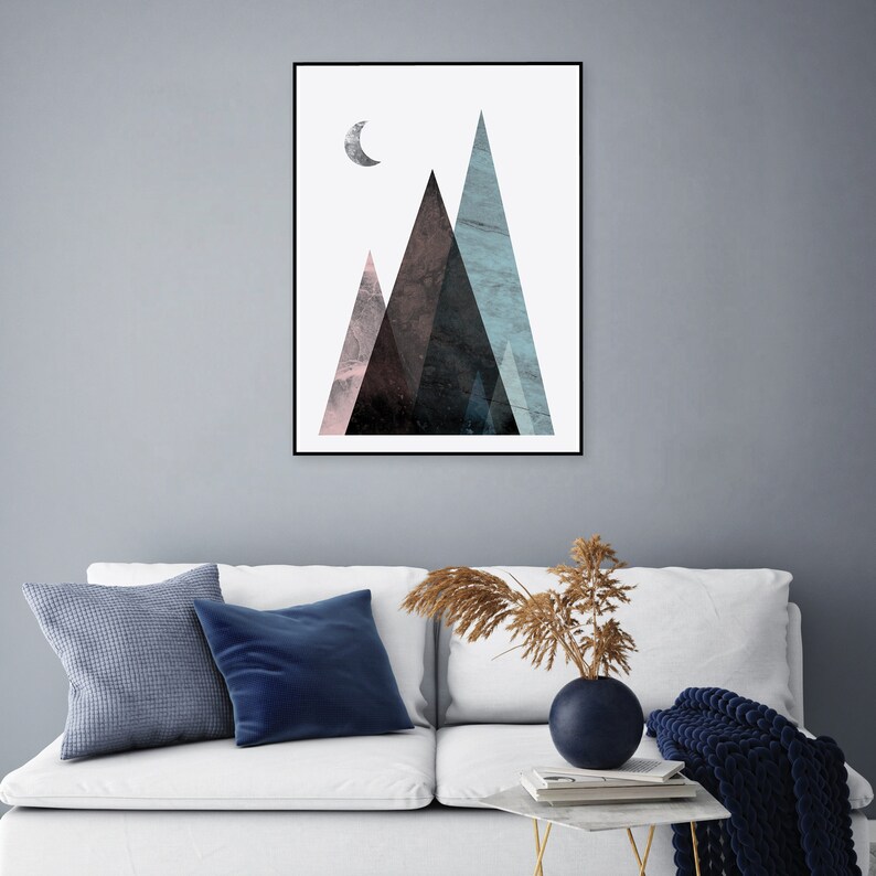 Scandinavian minimalist mountain art printable poster Digital | Etsy
