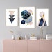 Set of 3 Printable Blush Pink Navy Blue Gold Posters, Living Room Art ...