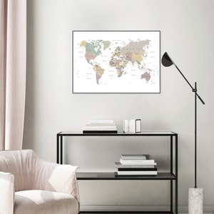 Small World Map Printable Poster Warm Neutral Colors - Etsy Australia