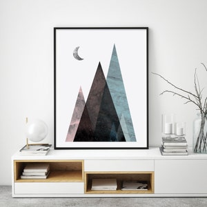 Scandinavian Minimalist Mountain Art Printable Poster Digital Download ...