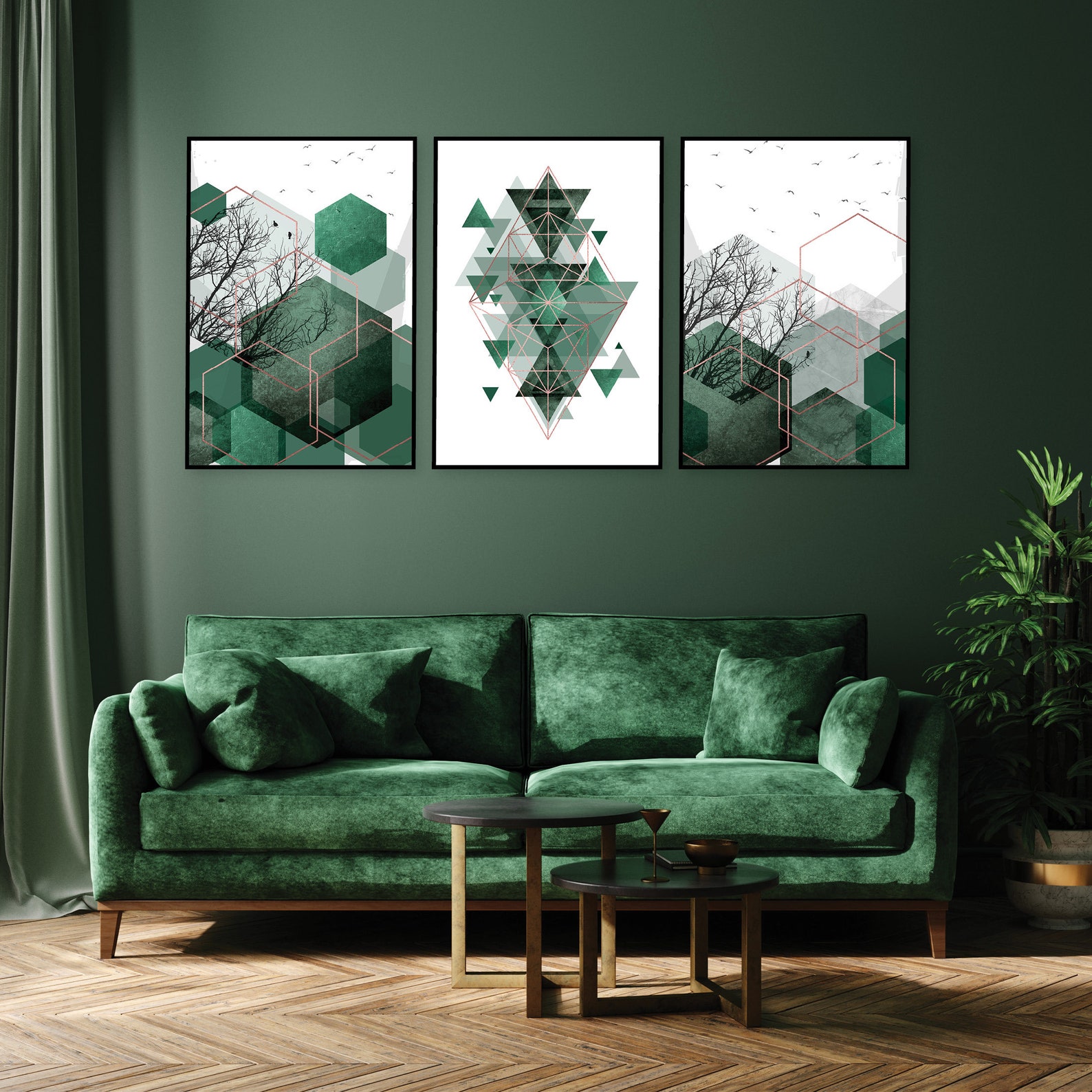 Emerald Green Wall Art Digital Download Abstract Geometric - Etsy
