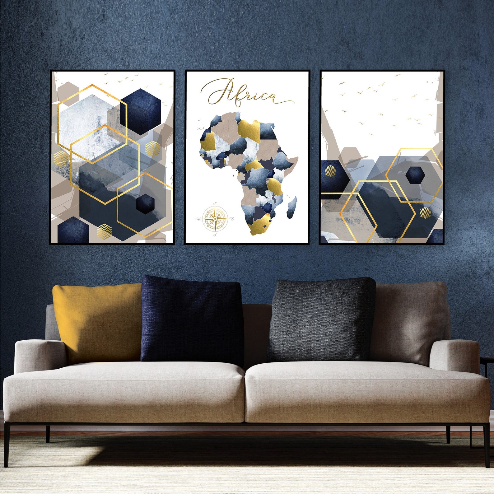 Printable Africa Map, Downloadable Set of 3, Map of Africa Digital ...