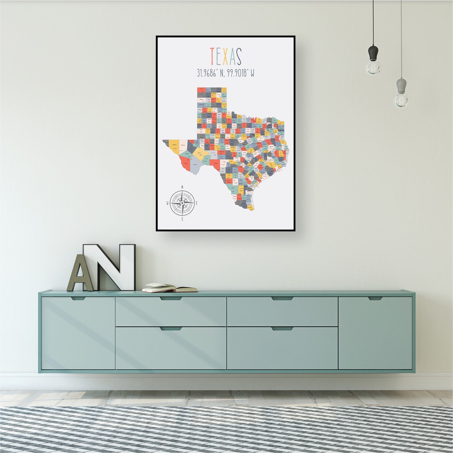 Printable Texas State Map Downloadable Texas Wall Map With - Etsy Australia