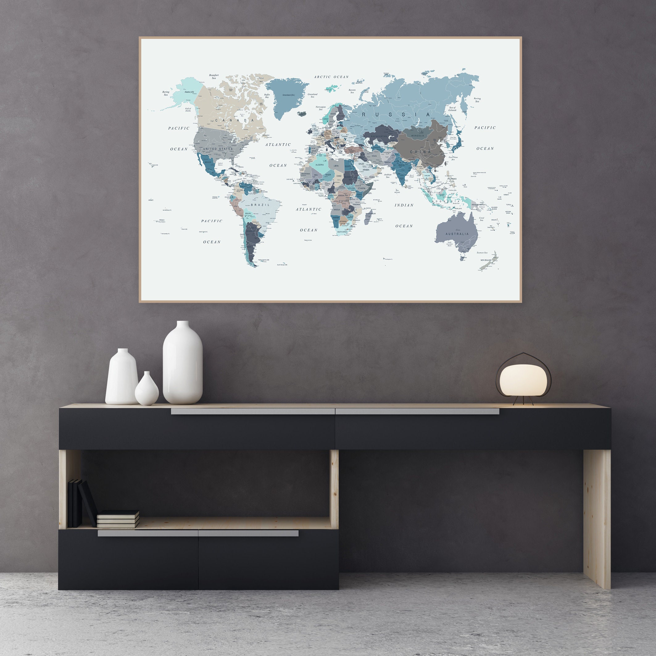 Prints Digital Prints Art & Collectibles Earth Tones World Map ...