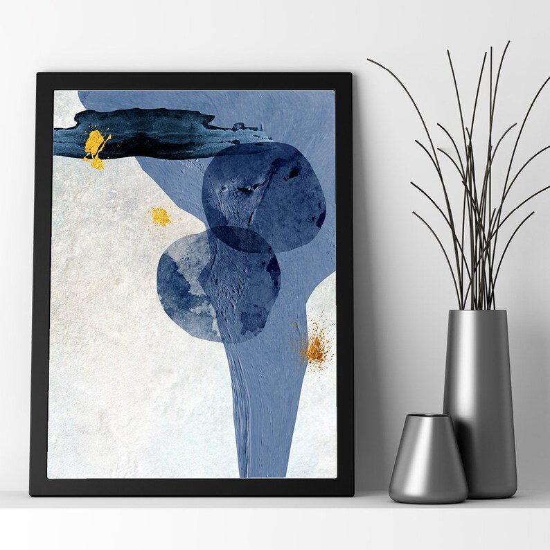 Downloadable Print, Abstract Art, Blue Gold, Navy Gold, Art Print ...
