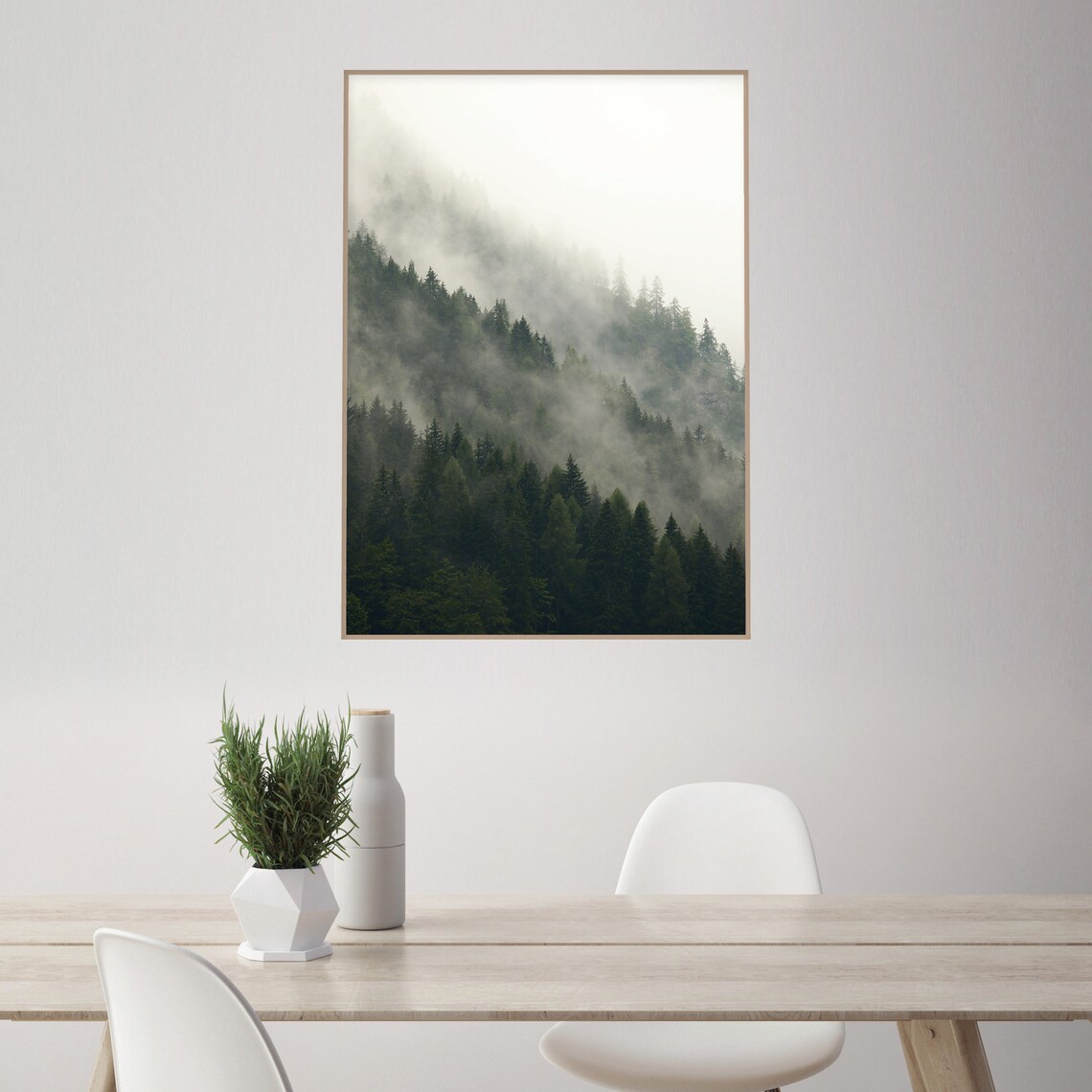 Downloadable Misty Forest Print Scandinavian Modern Photography Poster ...
