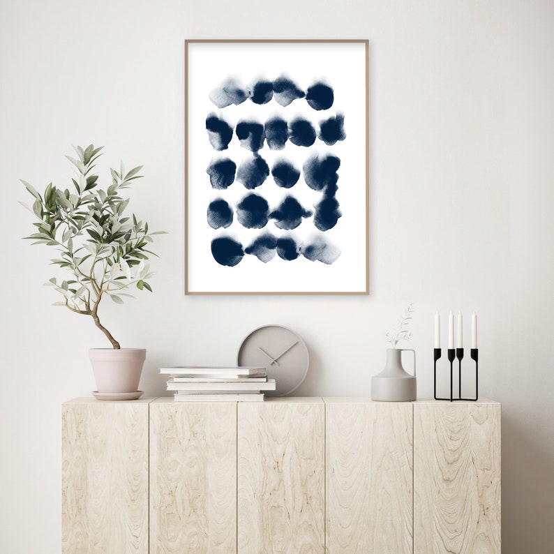 Scandinavian Minimalist Navy Blue and White Watercolor - Etsy