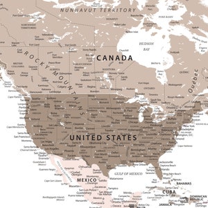 Detailed World Map Poster, Muted Neutral Colors (digital Download) - Etsy