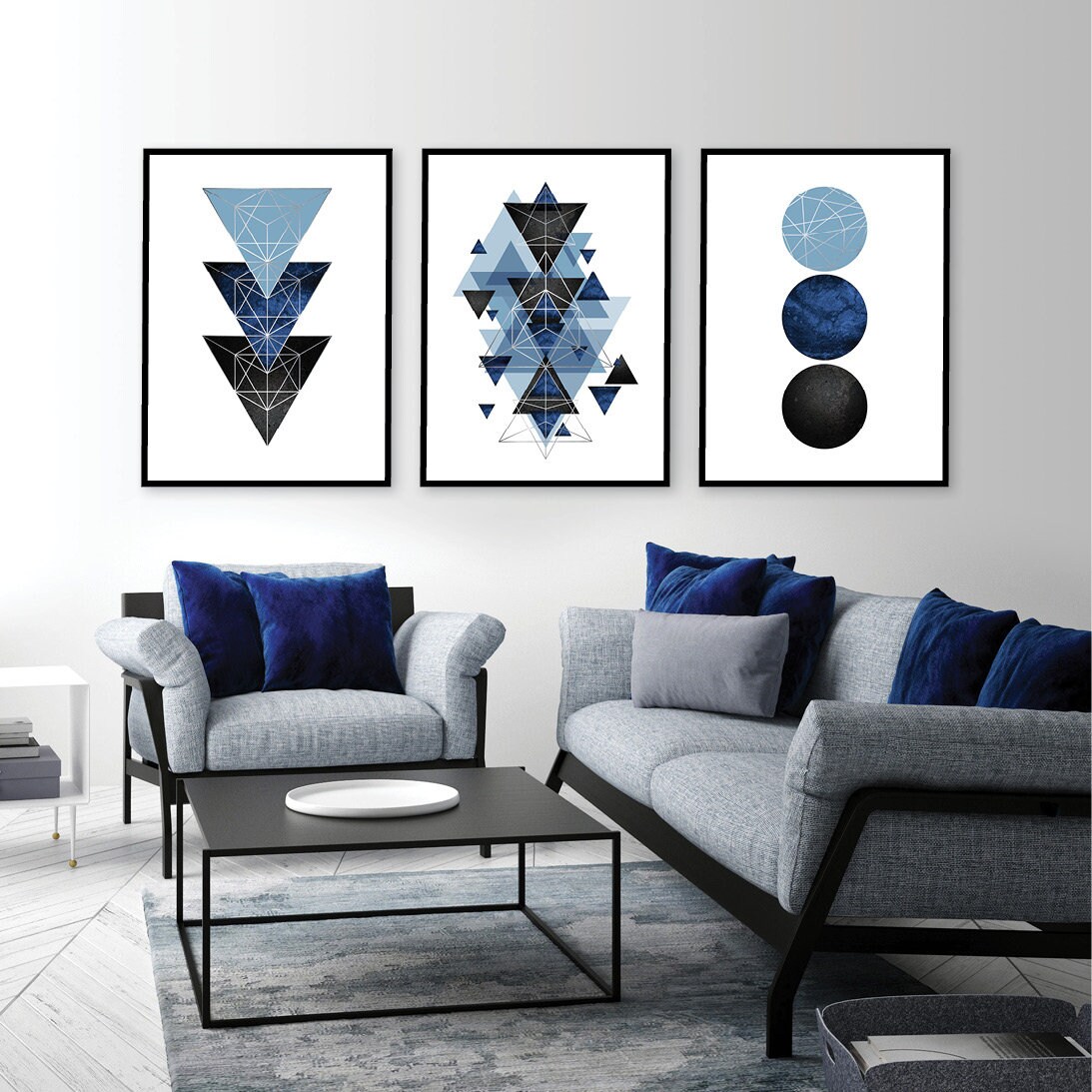 Set of 3 Downloadable Geometric Prints Printable Geometric Matching ...
