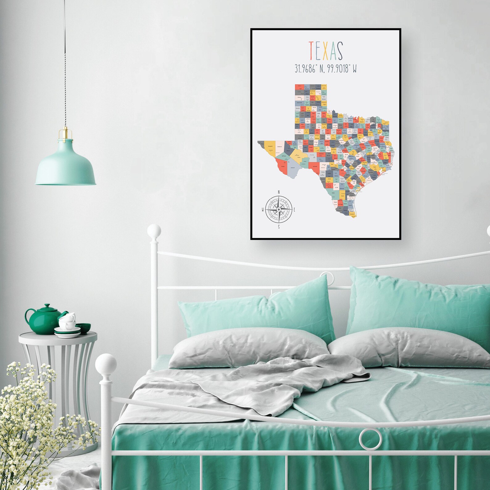 Printable Texas State Map Downloadable Texas Wall Map With - Etsy Australia