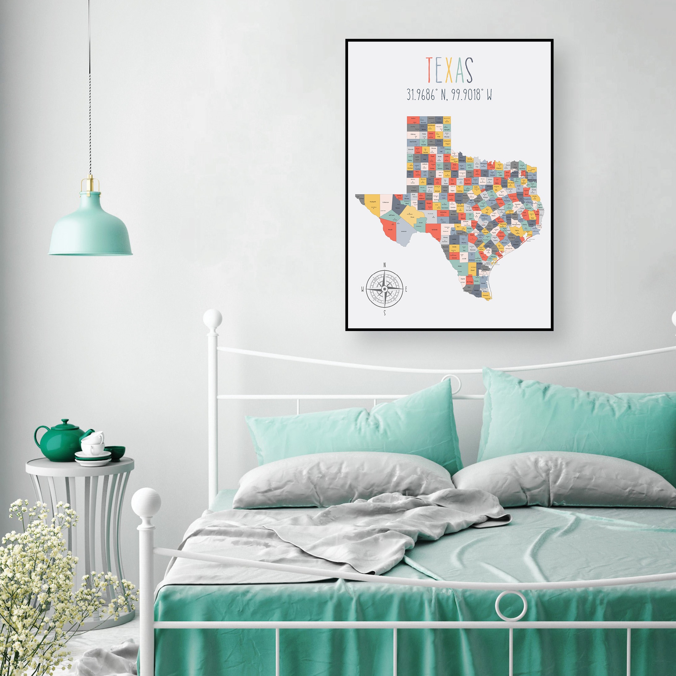 Printable Texas State Map Downloadable Texas Wall Map With - Etsy Australia