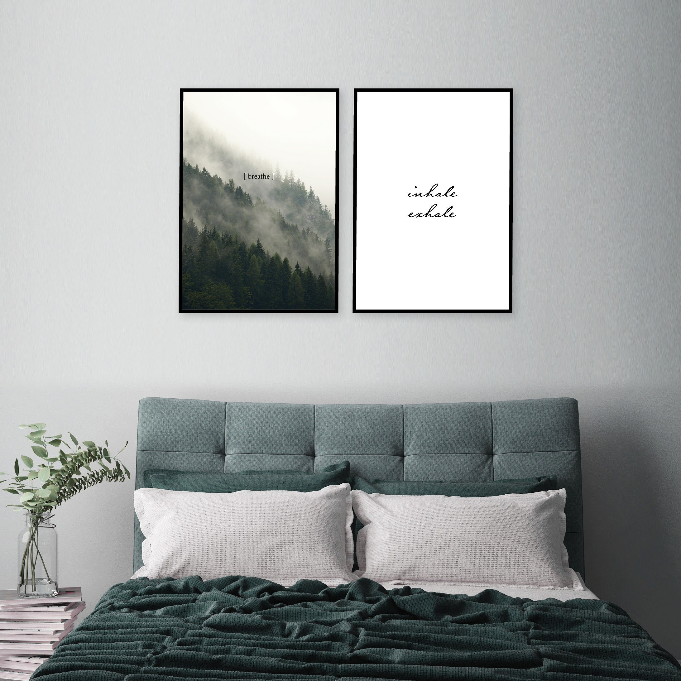 Set of 2 Printable Scandinavian Nordic Mountain Mist Inhale Exhale ...
