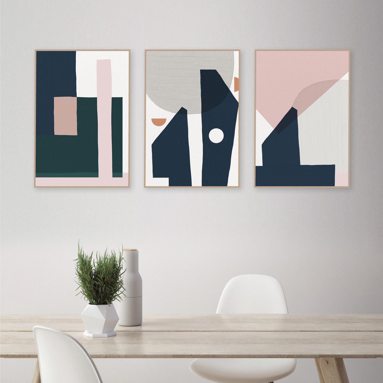 Set of 3 Minimalist Posters Abstract Painting Digital | Etsy