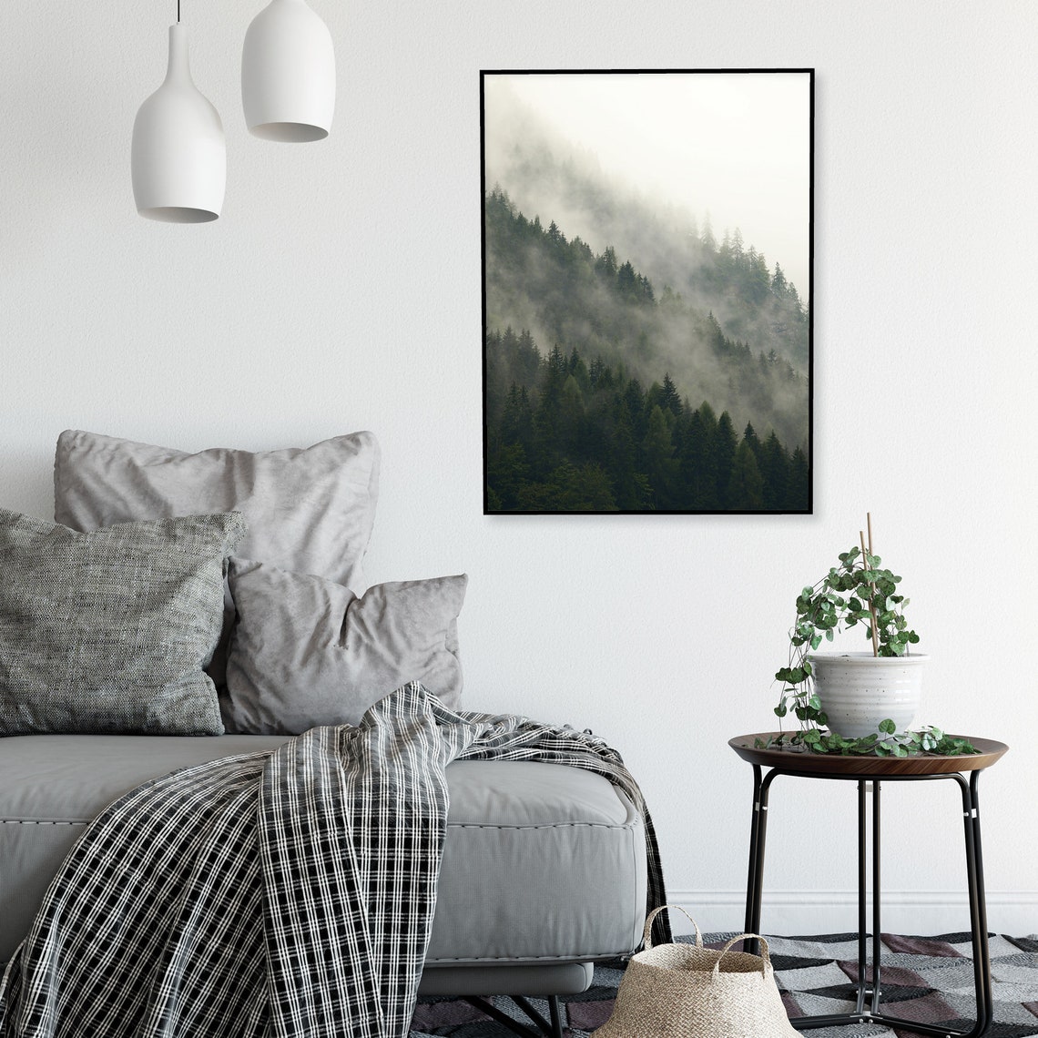 Downloadable Misty Forest Print Scandinavian Modern Photography Poster ...