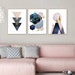 Set of 3 Printable Blush Pink Navy Blue Gold Posters Living - Etsy