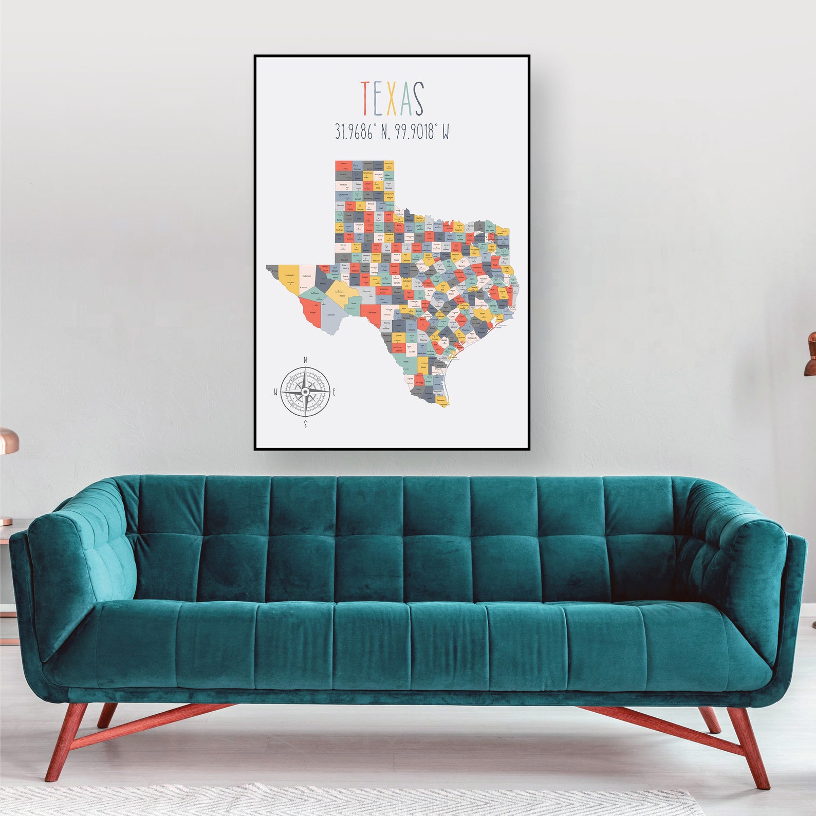 Printable Texas State Map Downloadable Texas Wall Map With - Etsy Australia