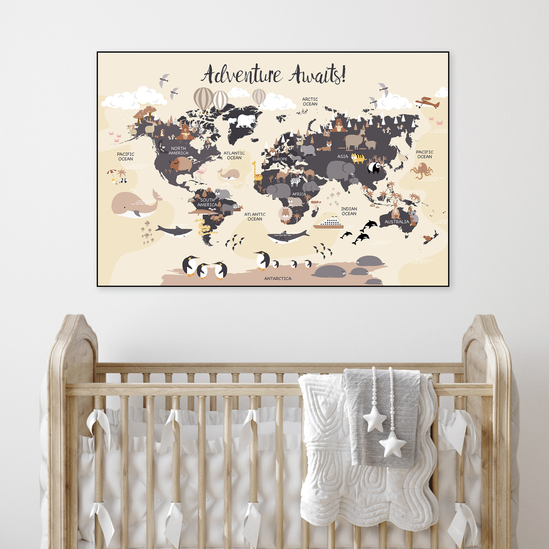 Printable World Map Nursery Poster Downloadable Playroom - Etsy Australia