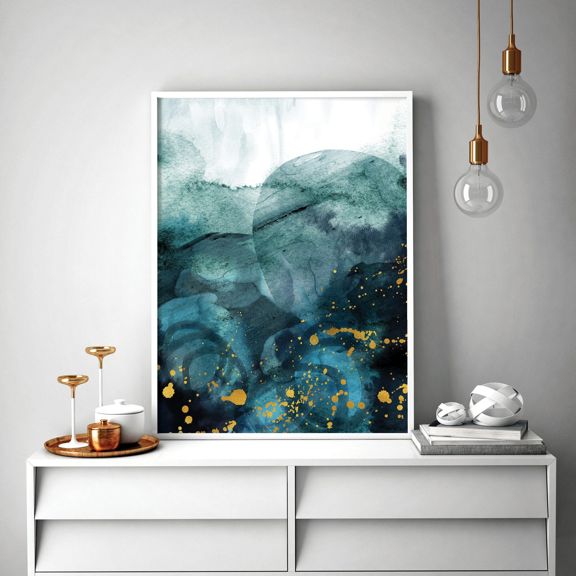 Teal Gold Downloadable Print Teal Abstract Printable Art - Etsy Australia