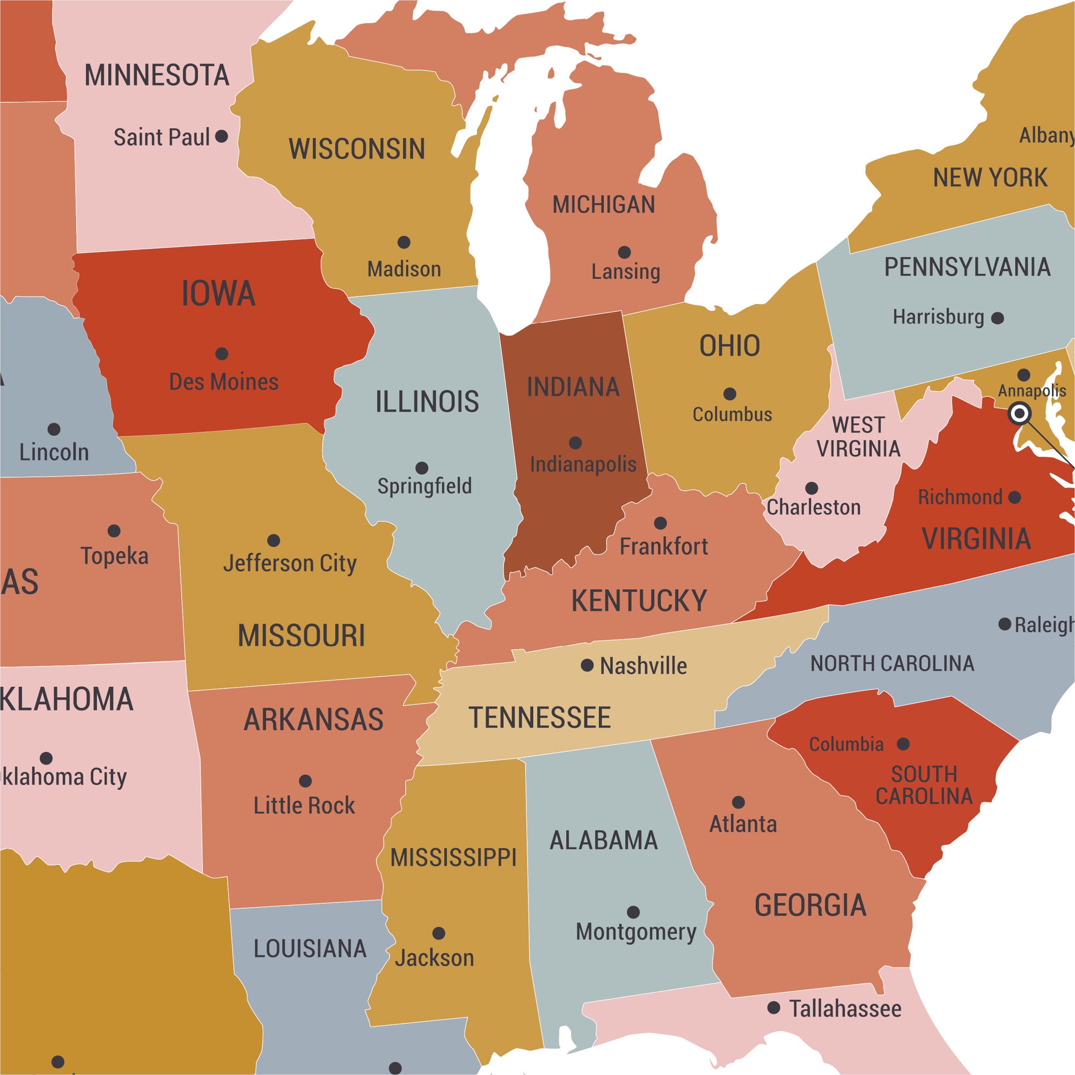 Printable US Map Poster Boho Colors Downloadable Home School - Etsy ...