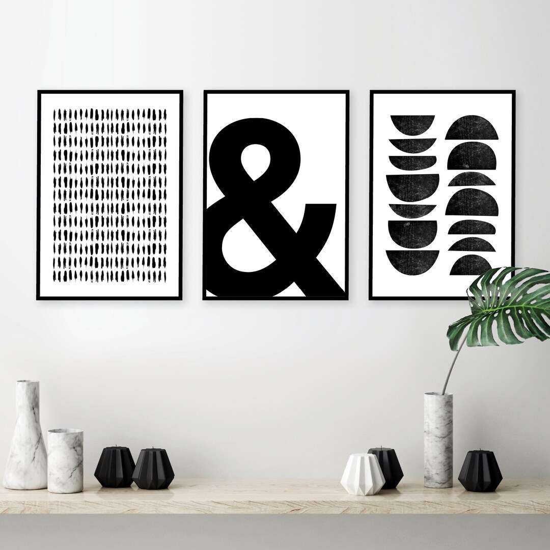 Scandi Minimalist Set of 3 Printable Posters Black and White ...