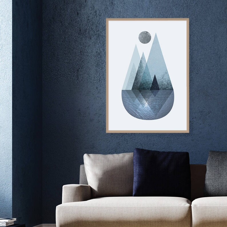 Downloadable Scandinavian Modern Mountain Reflection Print Minimalist ...